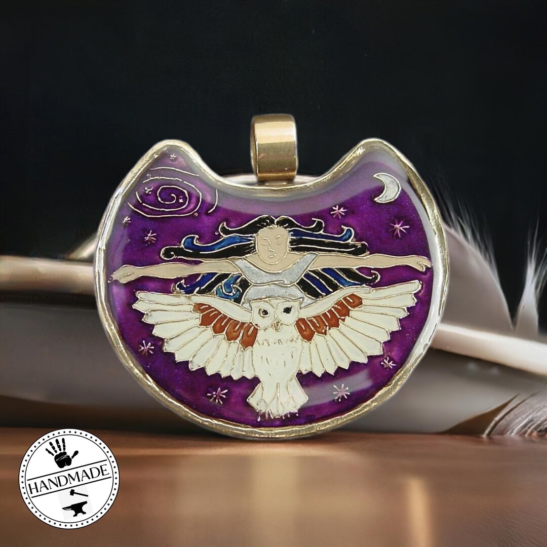 Arianrhod Necklace: Hand-painted Owl Shapeshifter Welsh Celtic Goddess ...