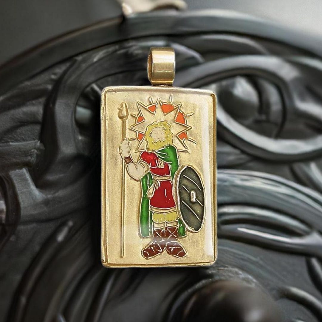 Lugh Pendant - Hand Painted Lugh God - Irish Mythology - Tuatha De ...