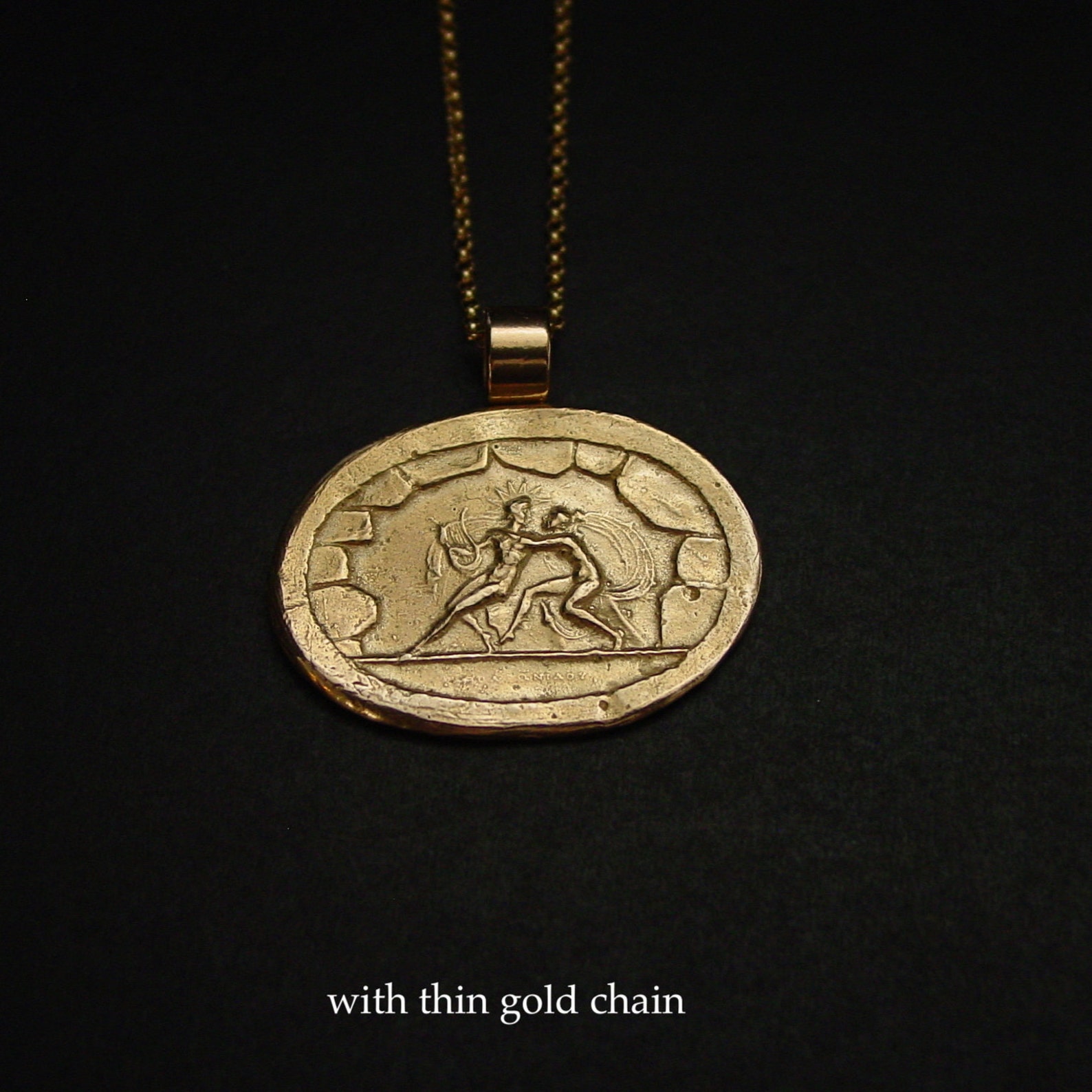 Apollo and Nymph Cyrene Cameo Intaglio Pendant: Handcrafted Antique ...