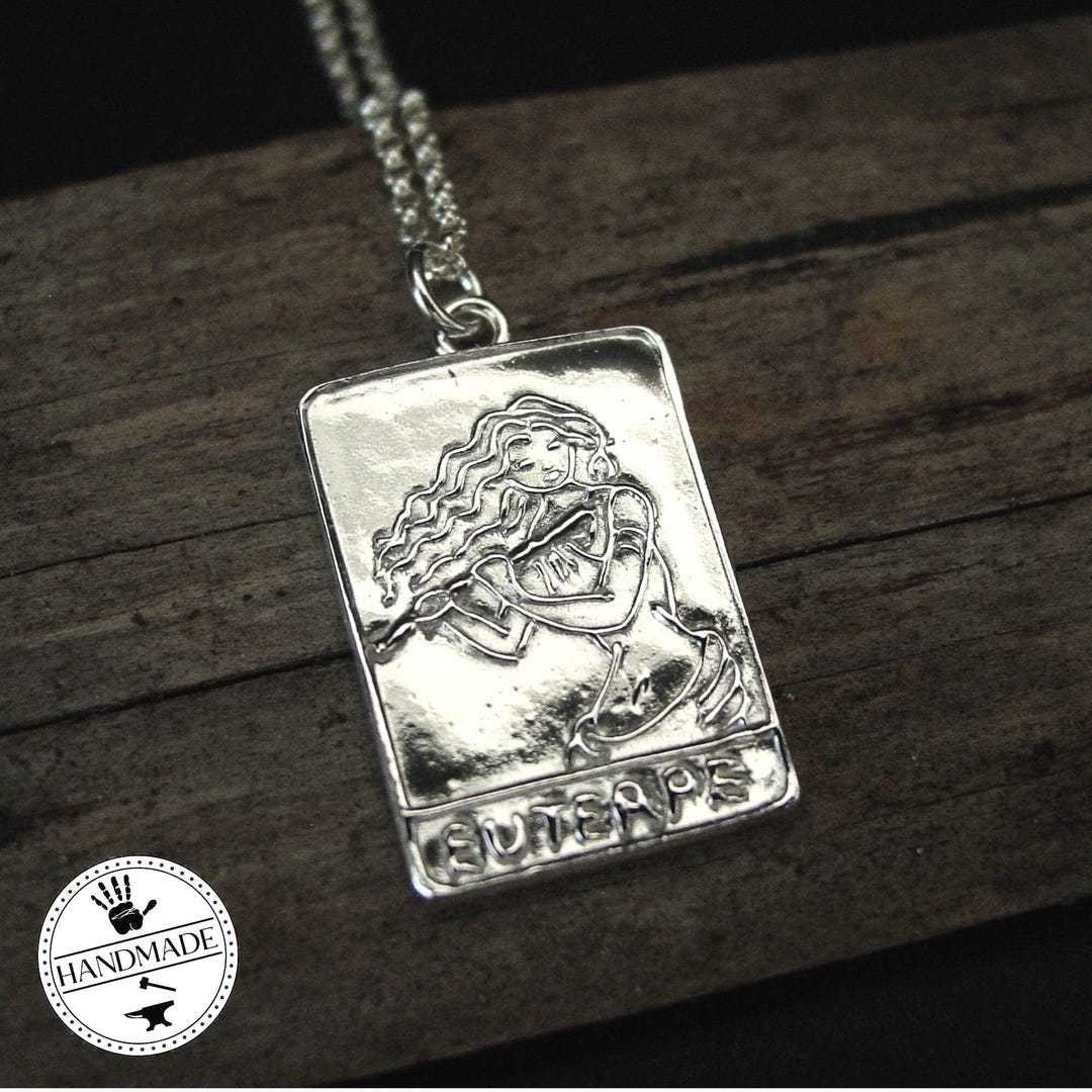 Goddess Euterpe Muse of Music Necklace: Hand Carved in SOLID Sterling ...