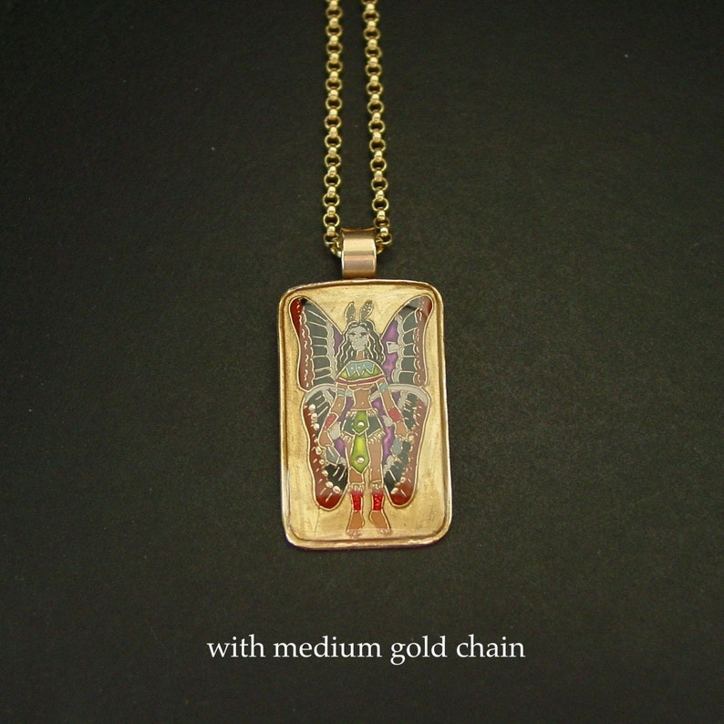 Itzpapalotl Aztec Warrior Goddess Pendant: Hand Painted Obsidian ...