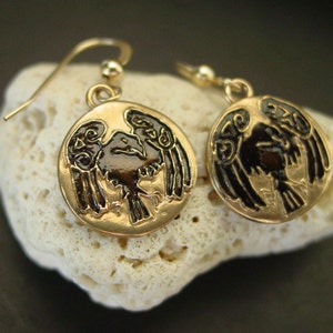 Raven Earrings - Hand-carved Black Crow Jewelry - Celtic Goddess ...