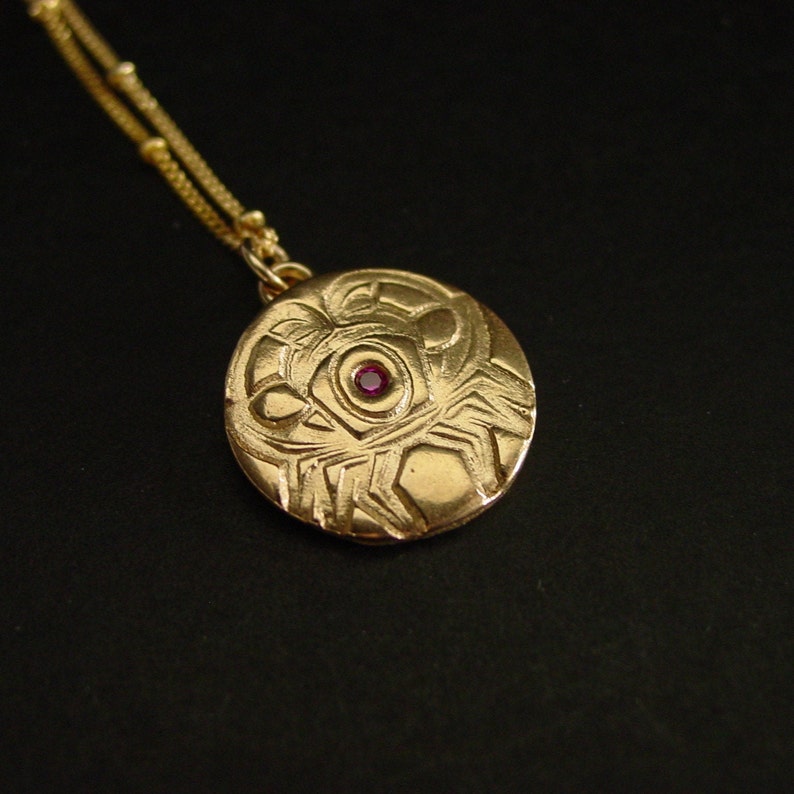 Cancer Necklace with Birthstone Ruby Zodiac Necklace | Etsy