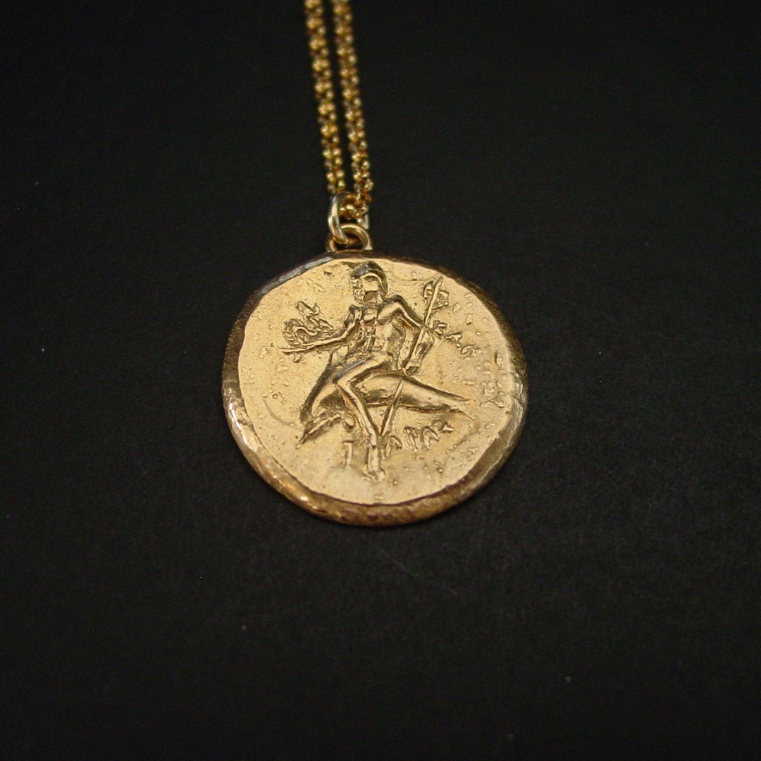 Boy Riding Dolphin Coin Necklace - Handcrafted Taras Pendant From ...