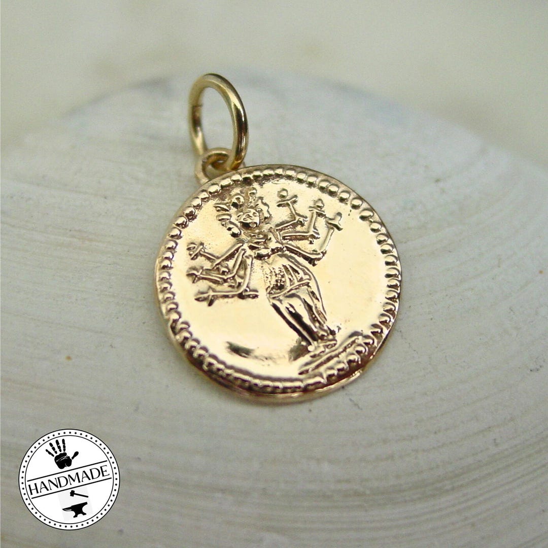 Hand-carved Hecate Roman Coin Necklace - Solid 14k Yellow GOLD ...