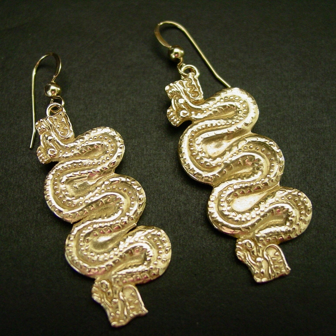 Quetzalcoatl Aztec Two Headed Plumed Serpent Earrings Mayan Earrings ...