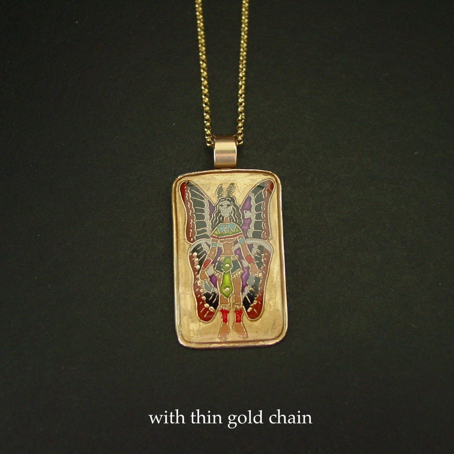 Itzpapalotl Aztec Warrior Goddess Pendant: Hand Painted Obsidian ...