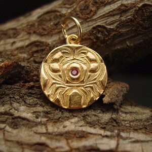 Cancer Necklace With Birthstone Ruby Zodiac Necklace - Etsy