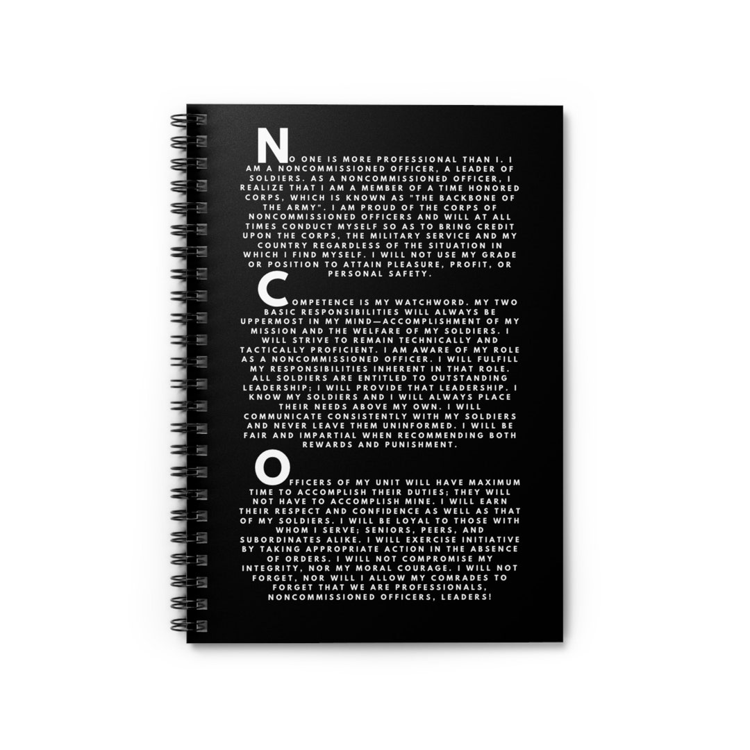 Creed of the Noncommissioned Officer Notebook - Ruled Line - Etsy