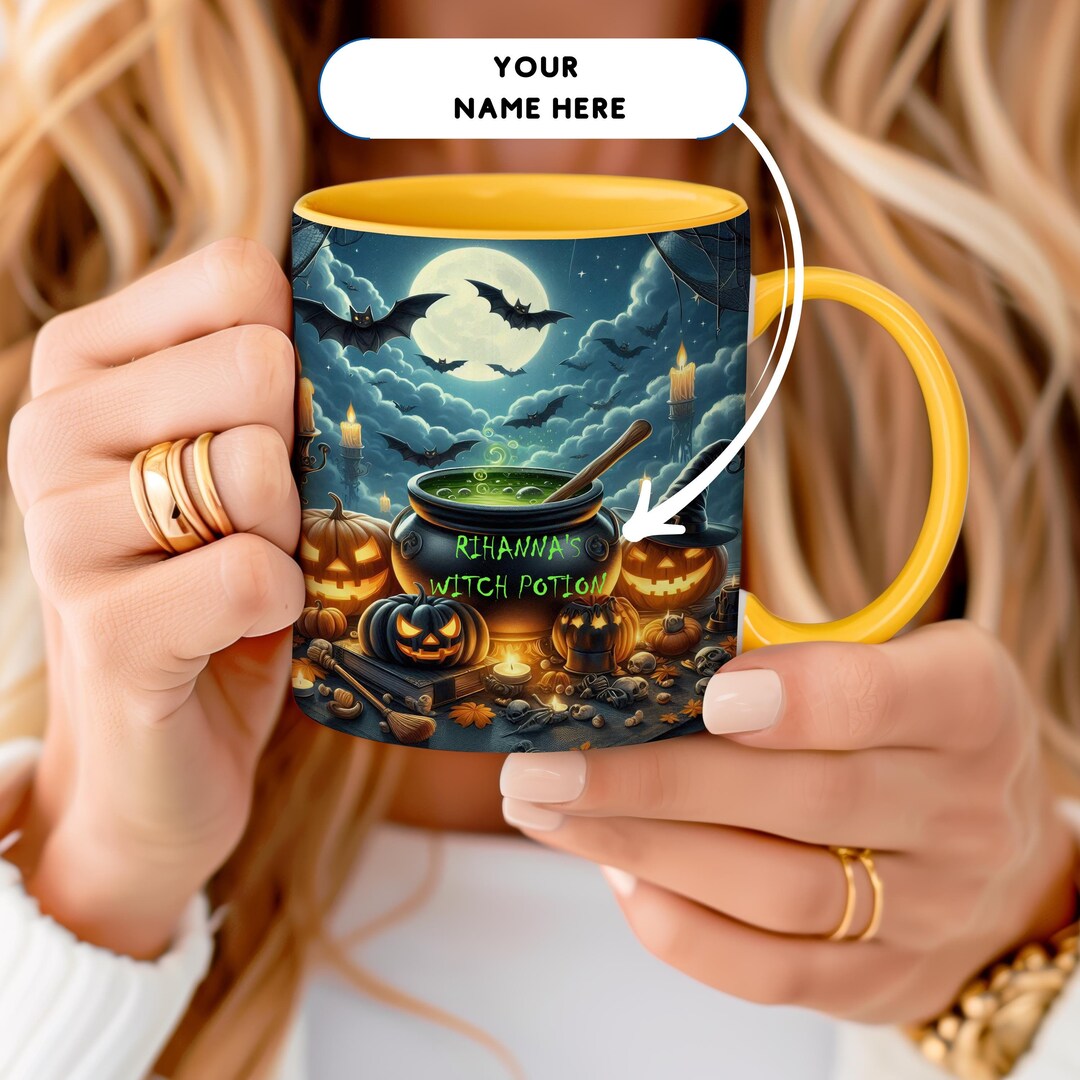 Custom Halloween Witch Mug Mystical Moonlit Potion Personalized Name ...