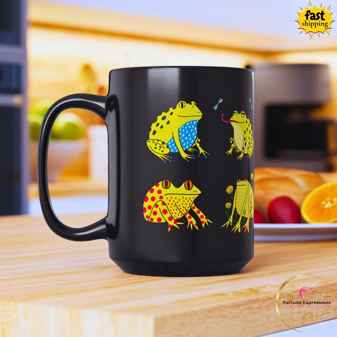 Funny Frogs Mugs, Colorful Frog Art Coffee Cup, Funky Frog Art Gift ...