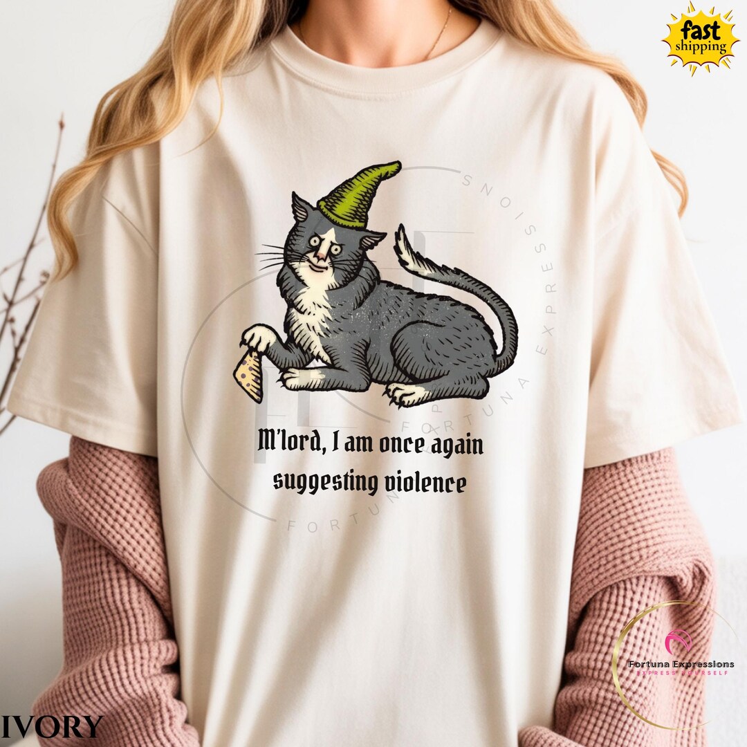 Medieval Cat Shirt Funny Quote, Weirdcore Marginalia Cat Comfort Colors ...