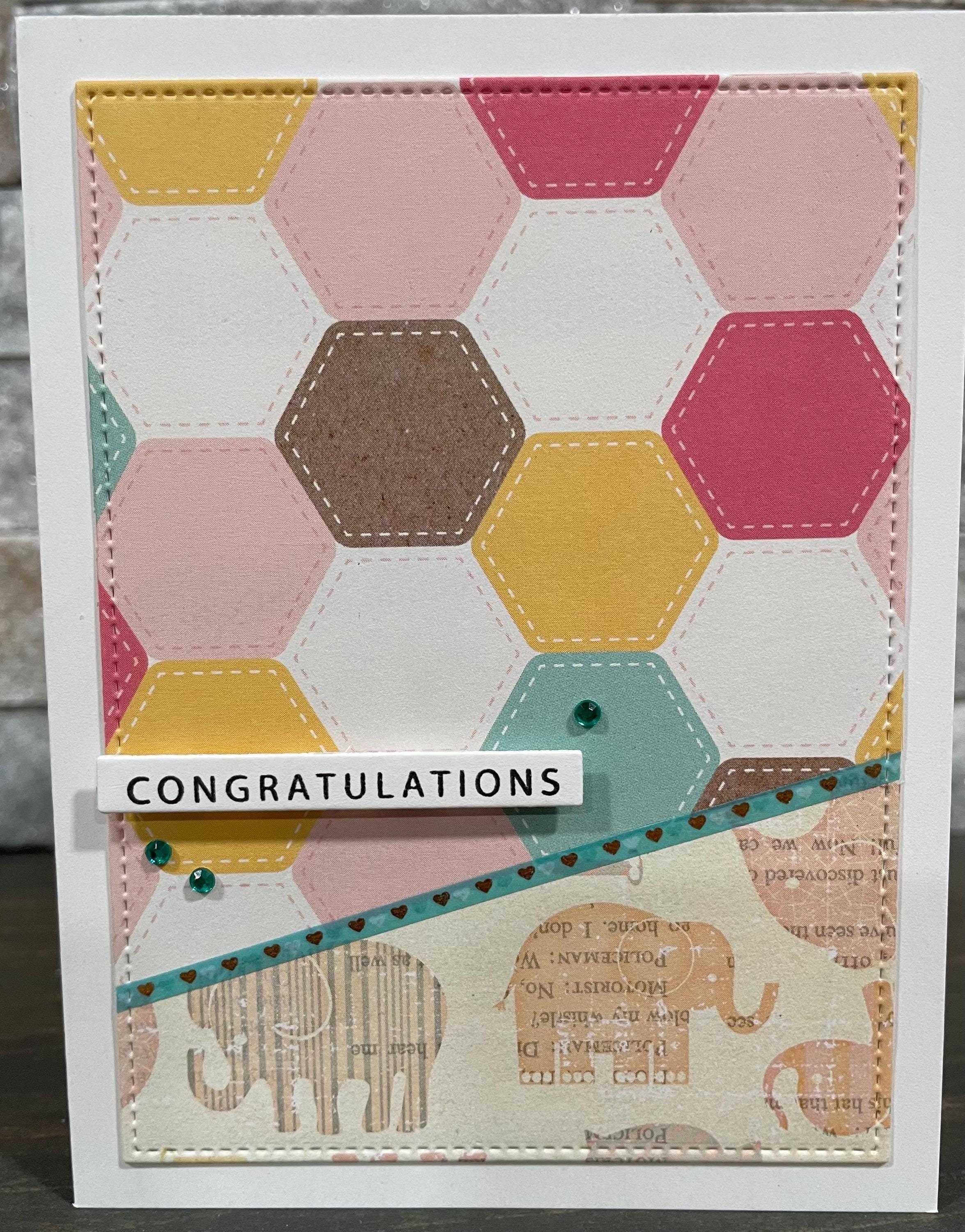 Geometric Elephant Baby Congratulations Card - Etsy