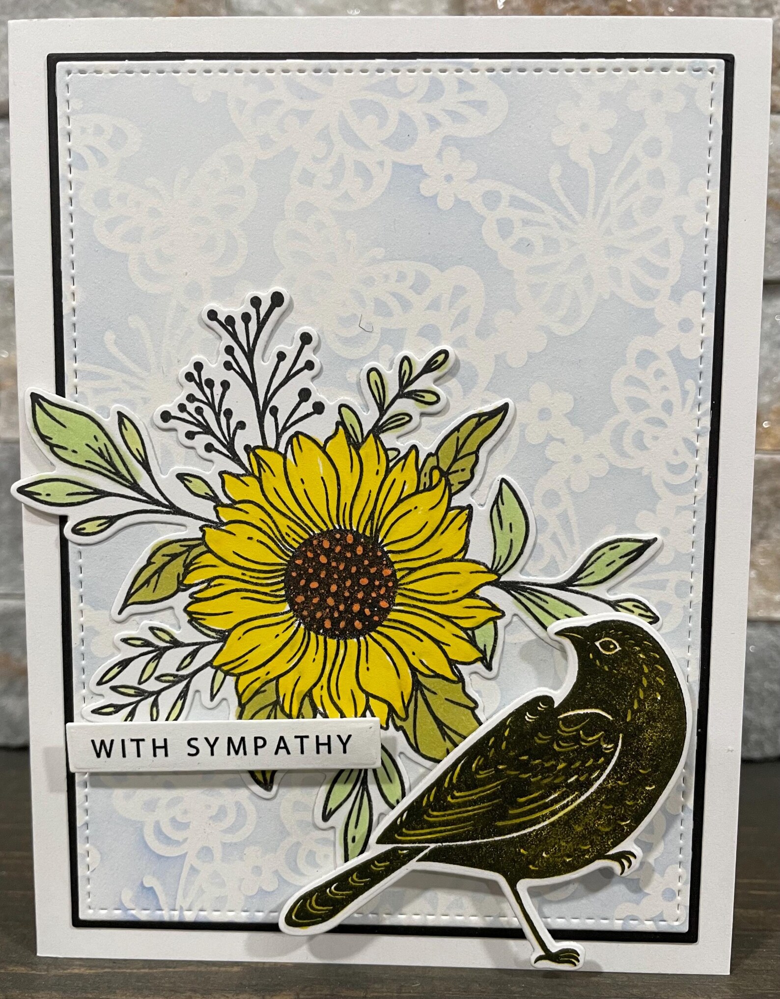 Sympathy Card: Blue Butterfly, Flower, and Bird - Etsy