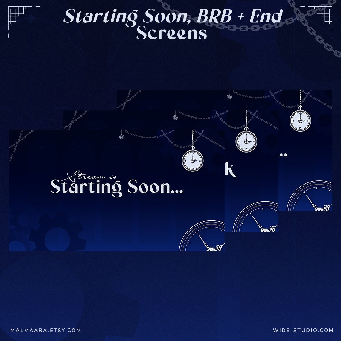 Blue Elegant Time Themed STATIC Stream Package | Gaming Chatting ...