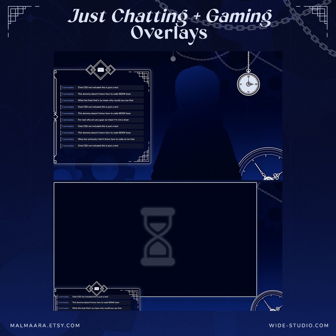 Blue Elegant Time Themed STATIC Stream Package | Gaming Chatting ...