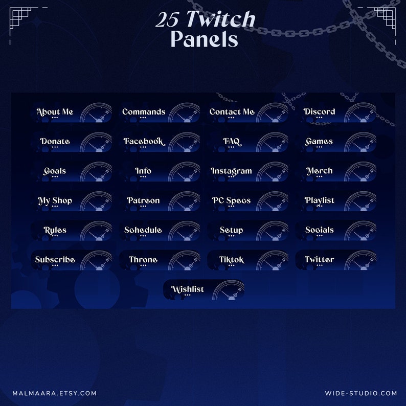 Blue Elegant Time Themed STATIC Stream Package | Gaming Chatting ...