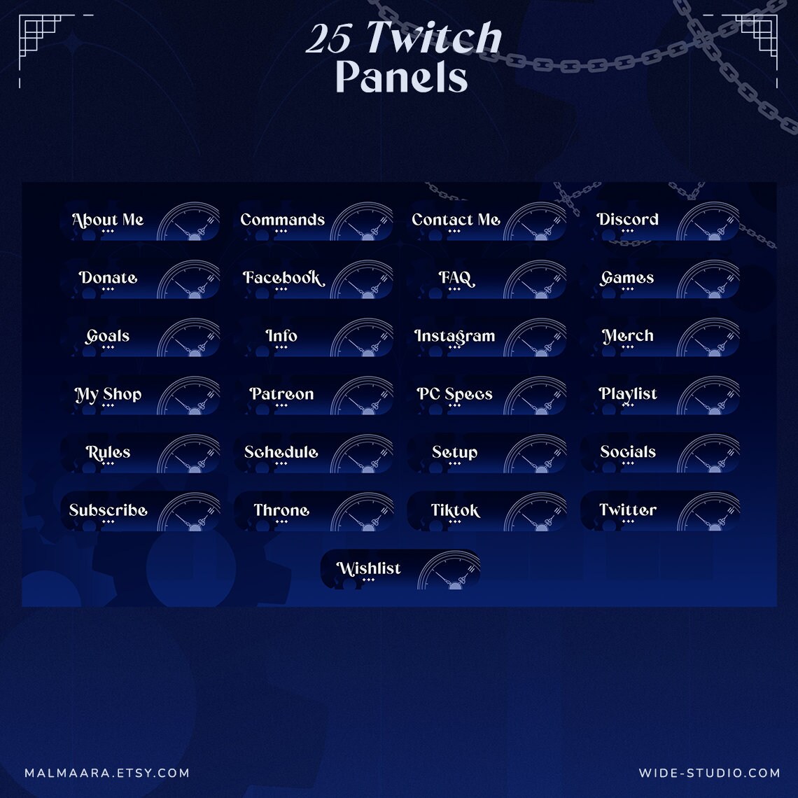 Blue Elegant Time Themed STATIC Stream Package | Gaming Chatting ...