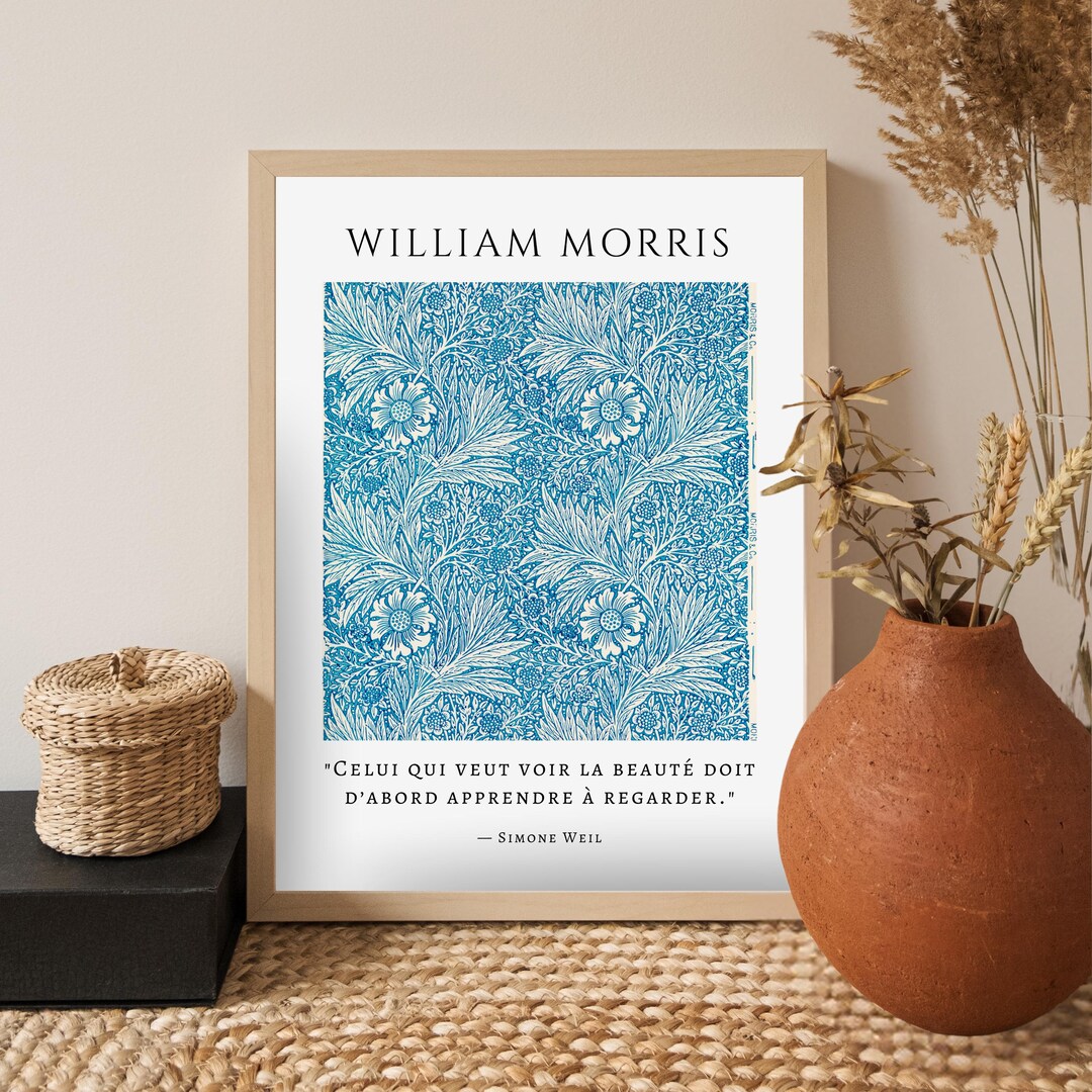 William Morris Poster – Simone Weil Quote Blue Floral Wall Art – Ultra ...