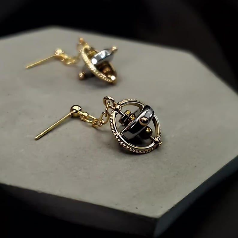 Lightweight Rotating Gyroscope Earrings, Fidget Kinetic Steampunk ...