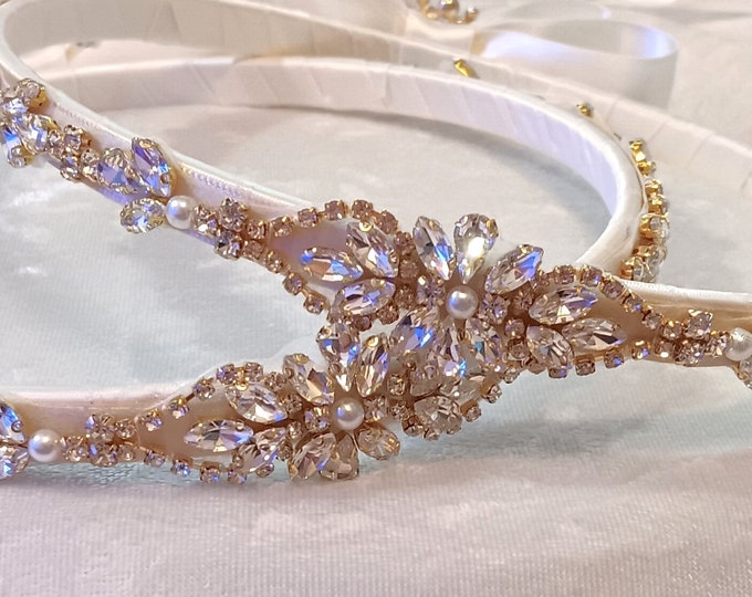 Stefana Crowns / Greek Wedding Crowns / Gold Rhinestone Stefana / Greek ...