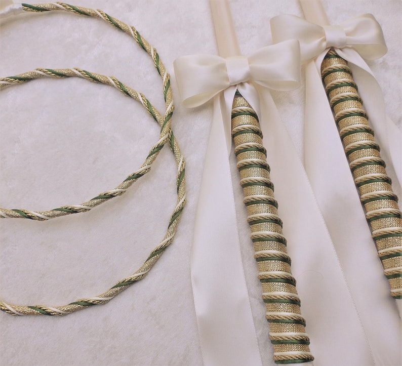 Stefana Candles Set, Greek Orthodox Wedding Lambathes, Twisted Stephana ...