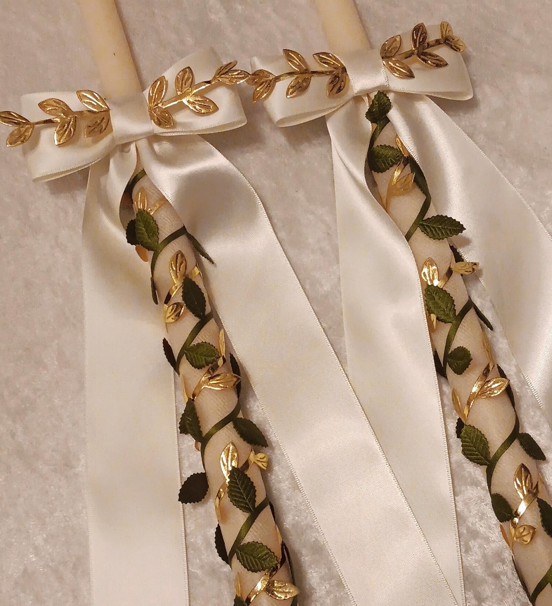 Greek Wedding Candles Gold Leaf Candles Orthodox Lambades - Etsy