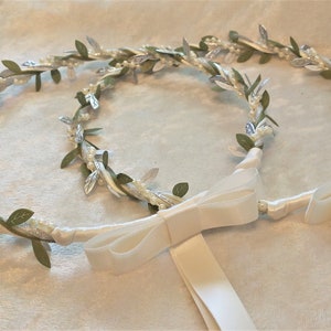 Olive Leaf Stefana Crowns, Ivory Silver Greek Orthodox Stefana ...