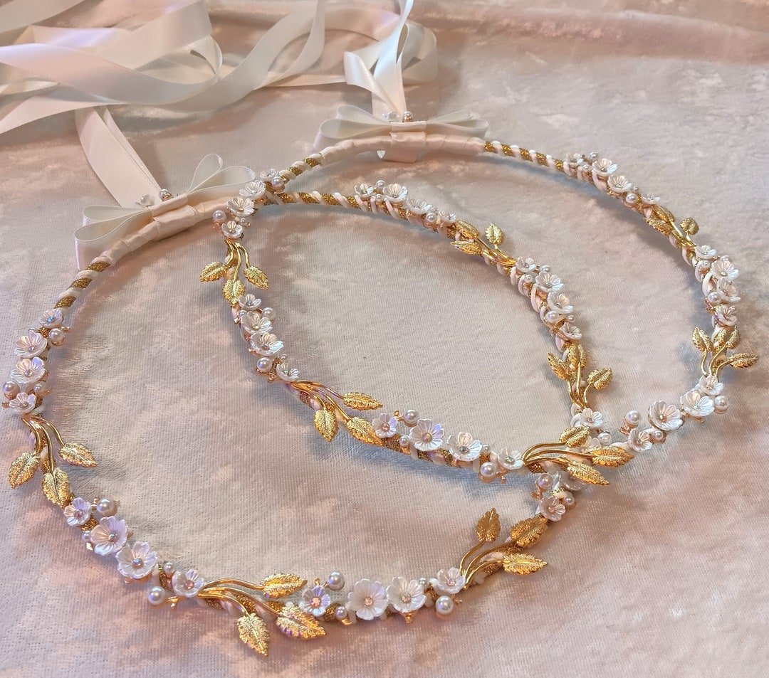 Stefana Crowns, Greek Wedding Stefana, Gold Leaf Stefana, Greek ...