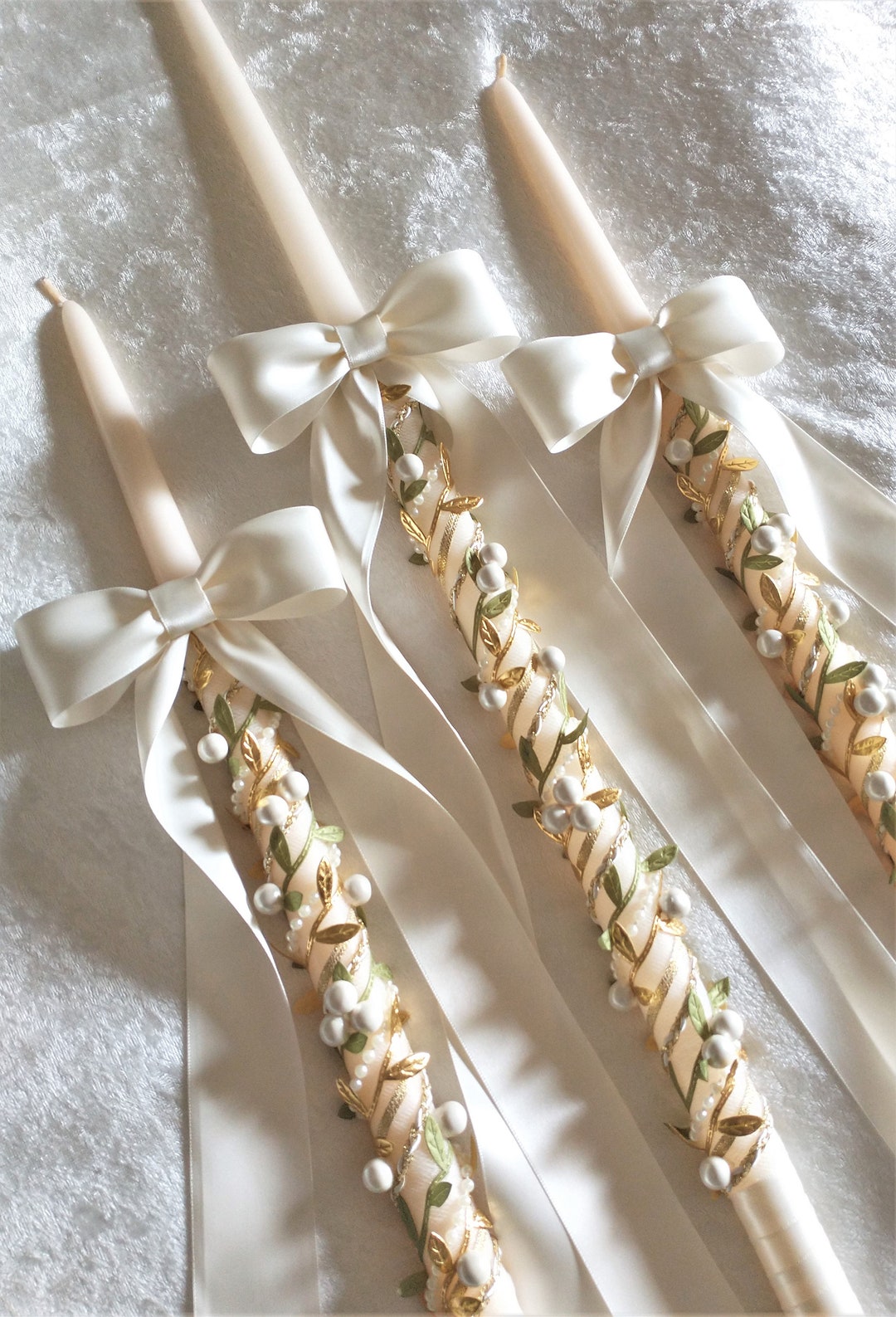 Greek Baptism Candles, Orthodox Baptism, Olive Leaf Candles, Greek ...