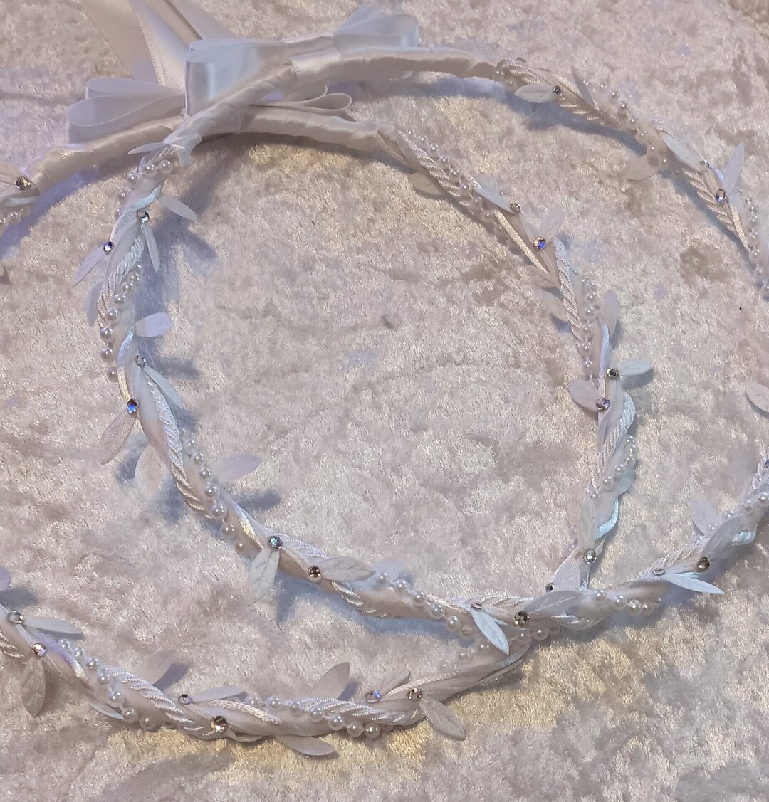 Leaf Stefana Crowns, White Greek Orthodox Stefana, Stephana Greece ...
