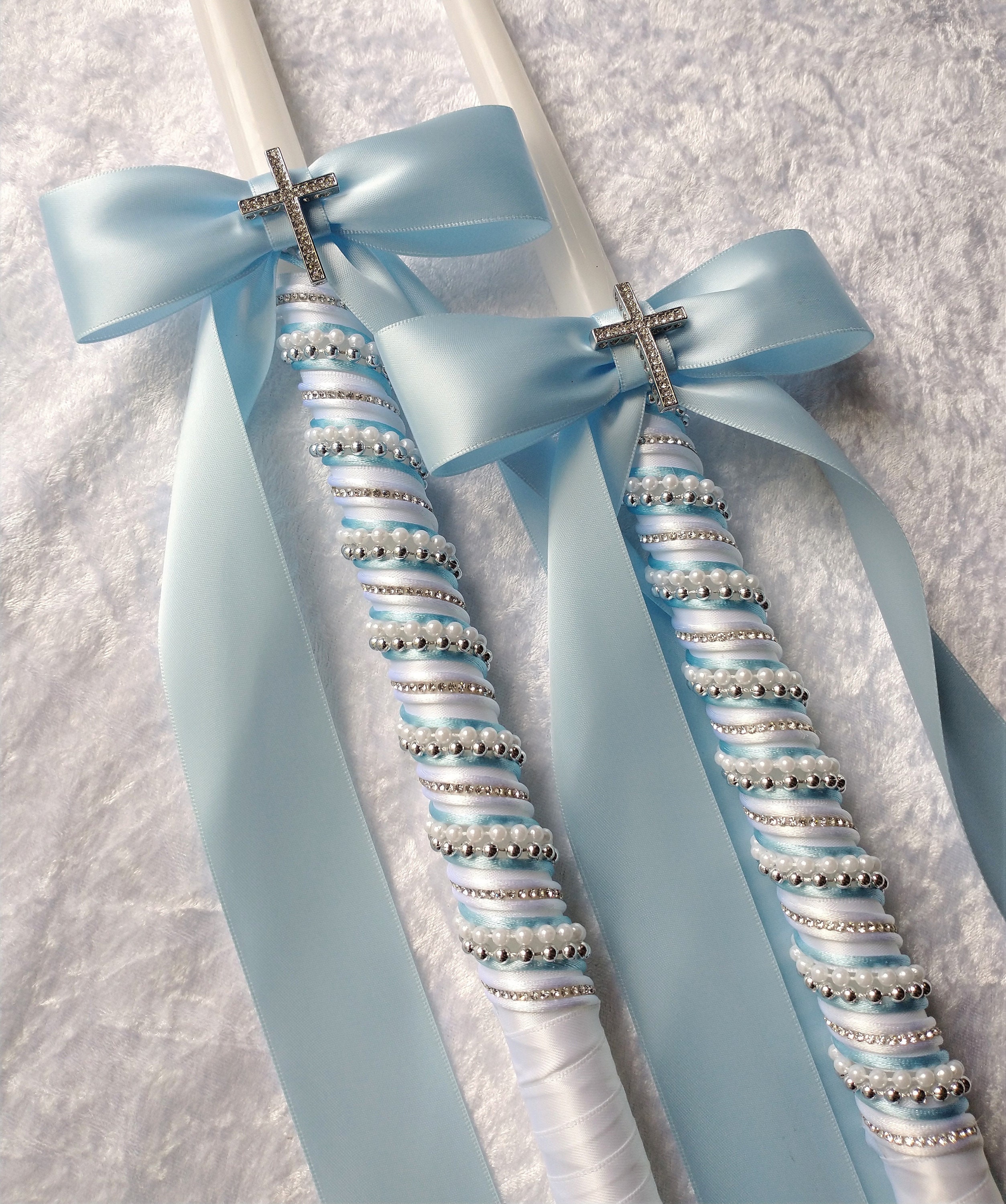 Boy Baptism Candle - Lambades Baptism - Blue Baptism Candle - Easter ...