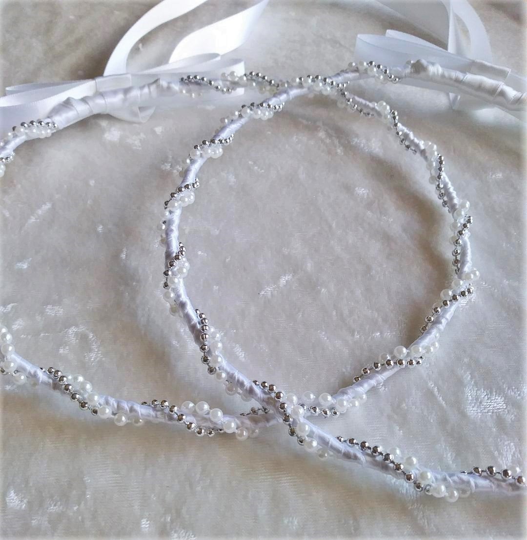 Greek Stefana, Orthodox Wedding Crowns, Simple Stefana, White Silver ...