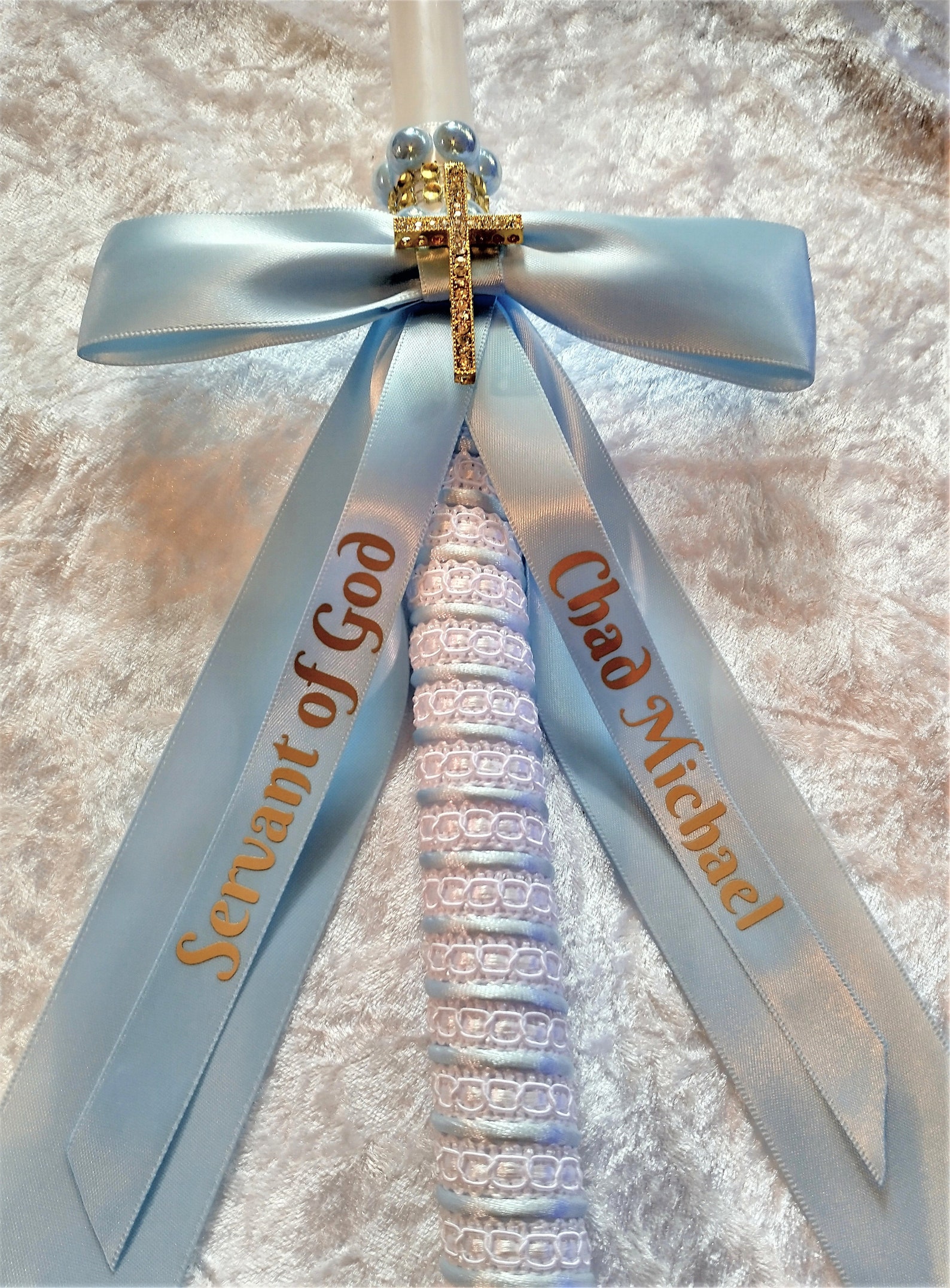 Boy Baptism Candle - Lambades Baptism - Blue Baptism Candle - Palm ...