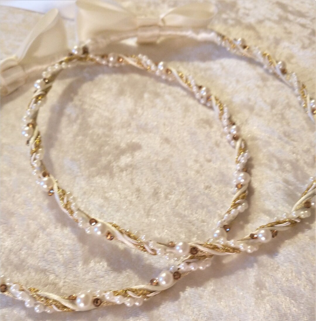 Stefana Set, Orthodox Wedding Crowns, Greek Stephana, Rhinestone Pearl ...