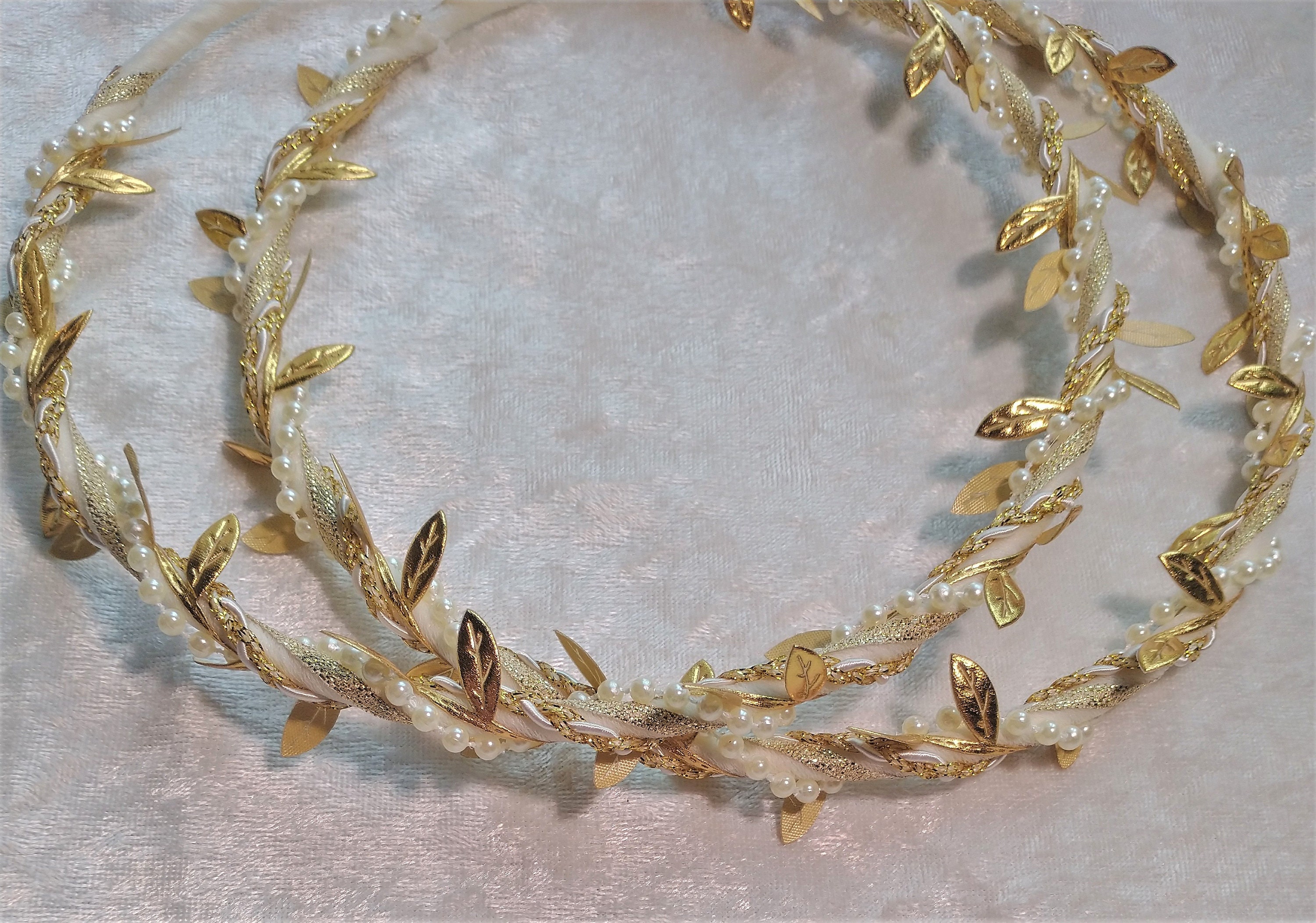 Olive Leaf Stefana Crowns, Ivory Silver Greek Orthodox Stefana ...