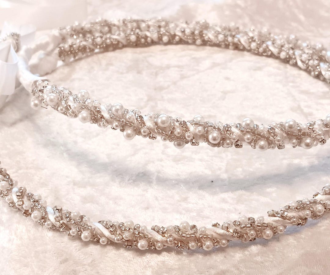 Pearl Stefana Crowns, Greek Wedding Crowns, White Wedding Stefana ...