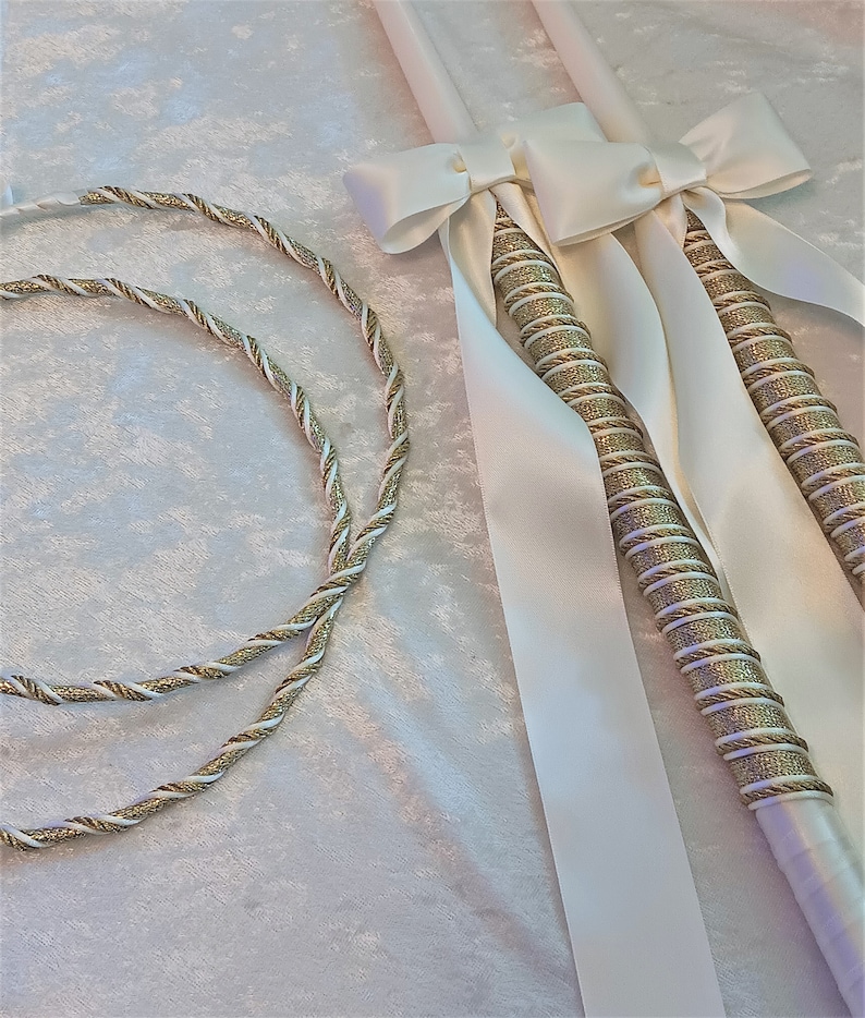 Stefana Candles Set, Greek Orthodox Wedding Lambathes, Twisted Stephana ...