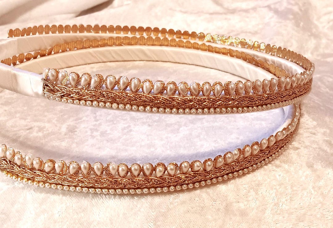Greek Stefana Crowns, Orthodox Wedding Stefana, Gold Pearl Stefana ...
