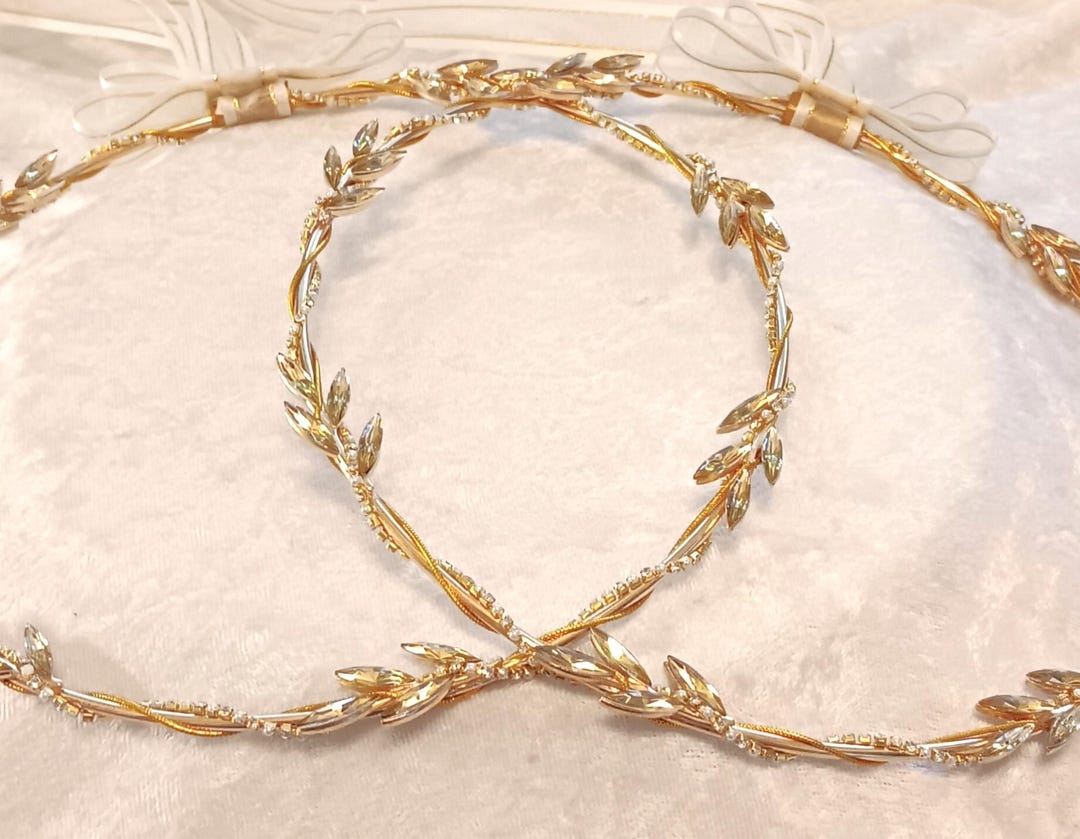 Stefana Gold Leaf, Greek Wedding Crowns, Olive Leaf Stefana, Orthodox ...