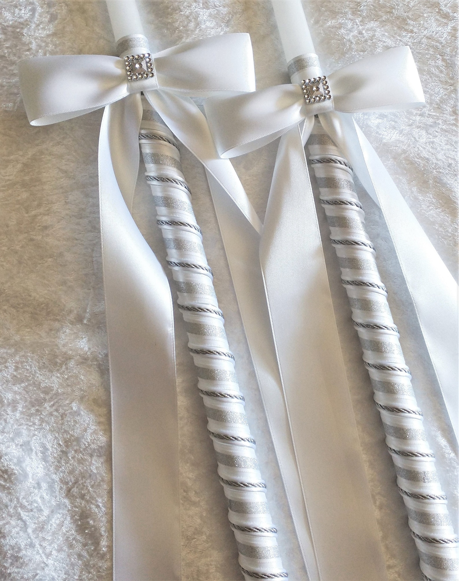 Personalized Greek Lambathes Greek Wedding Candles White - Etsy