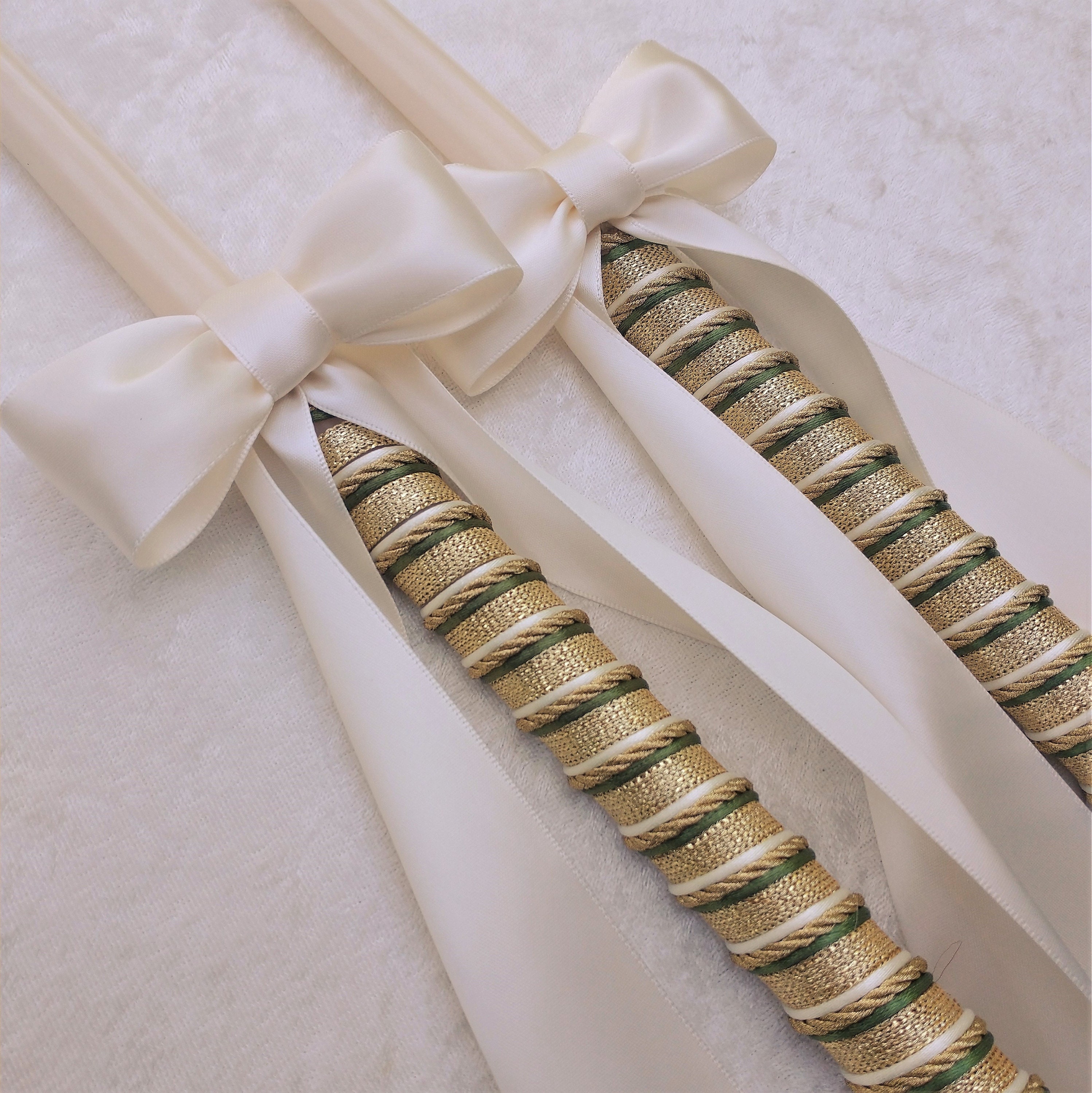 Stefana Candles Set, Greek Orthodox Wedding Lambathes, Twisted Stephana ...