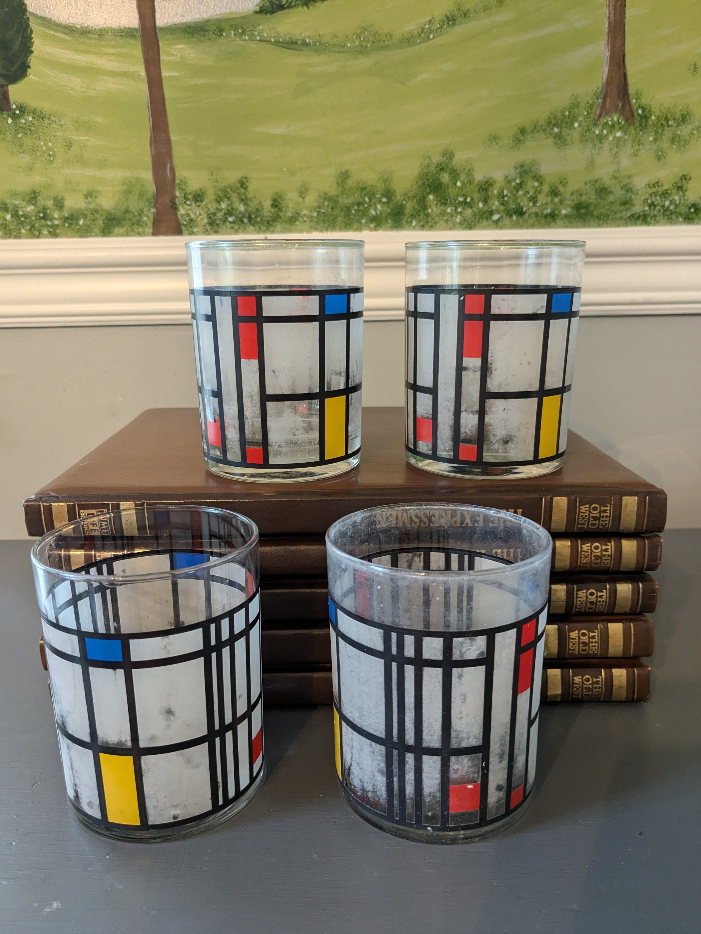 Four Mondrian Rocks Glasses Moma Exhibition 2017 RARE - Etsy