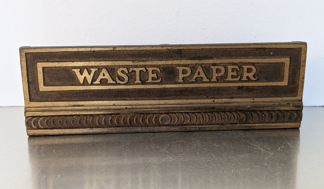 Antique Brass Sign WASTE PAPER Old Office Sign - Etsy