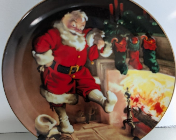 1989 Sundblom Santa Series Edward Knowles Co Santa by the Fire - Etsy