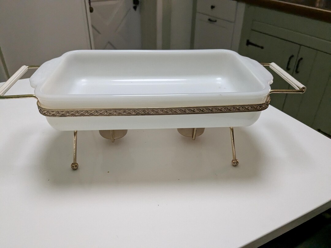 Vintage Fire King Chafing Dish 1.5 Quart Fantastic MCM Kitchen Serving ...