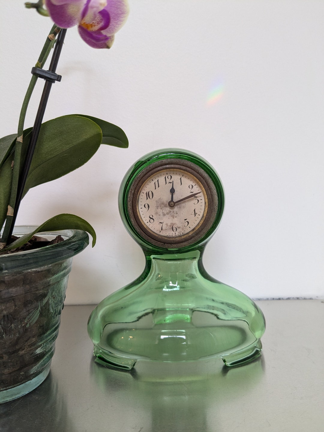 Fostoria Green Uranium Glass Mantel Clock - Etsy