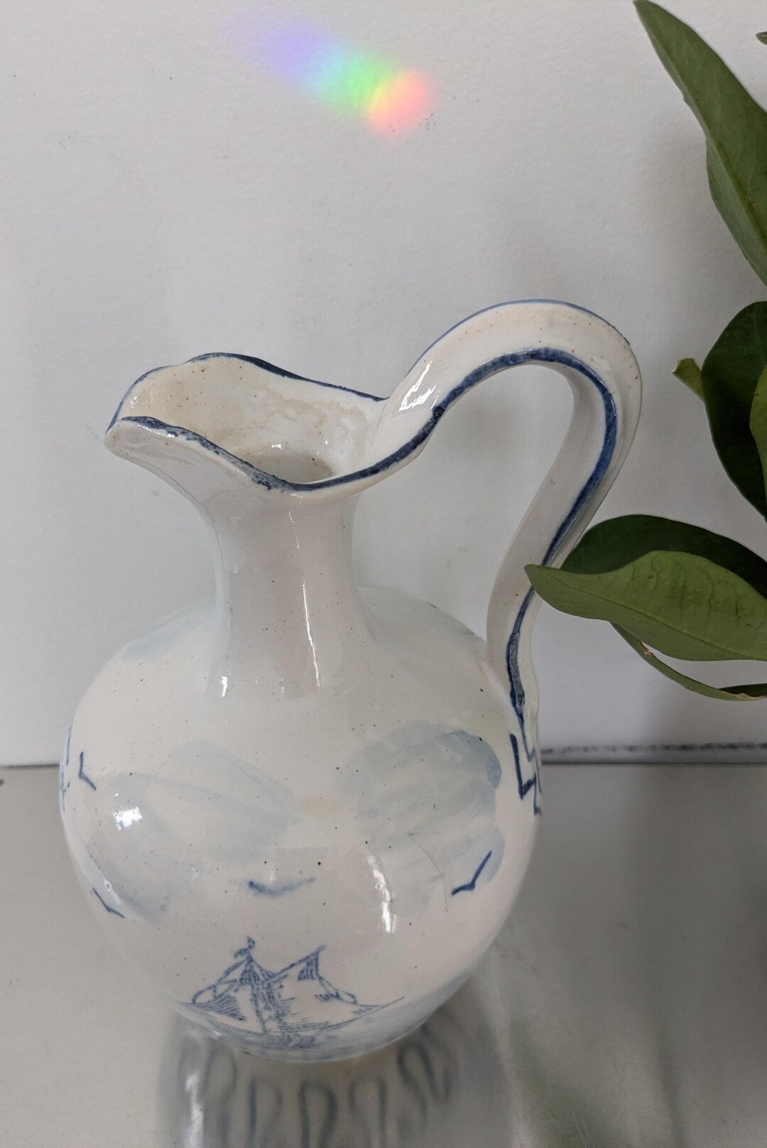 French Stoneware Lubbi Francoise France Pitcher With Sailing Ships ...