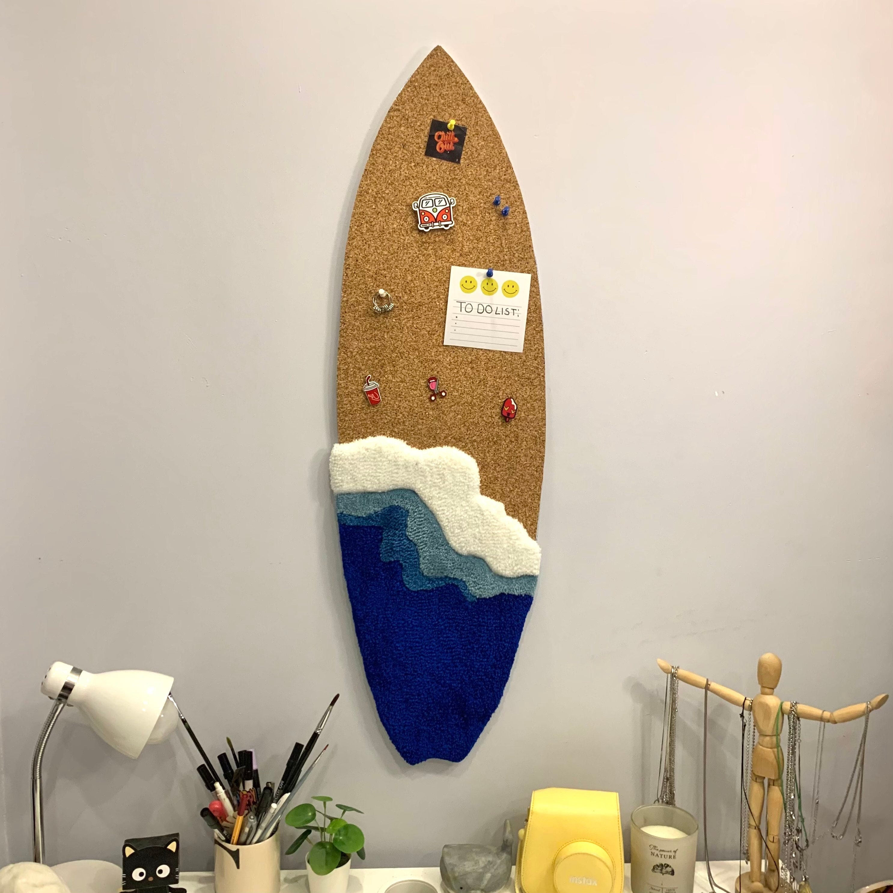 Surf Board Pin Board Framed With Tufted Yarn - Etsy