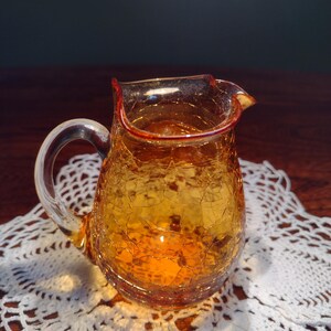 Collectable Pilgrim Yellow Crackle Glass Small Pitcher W/ Applied ...
